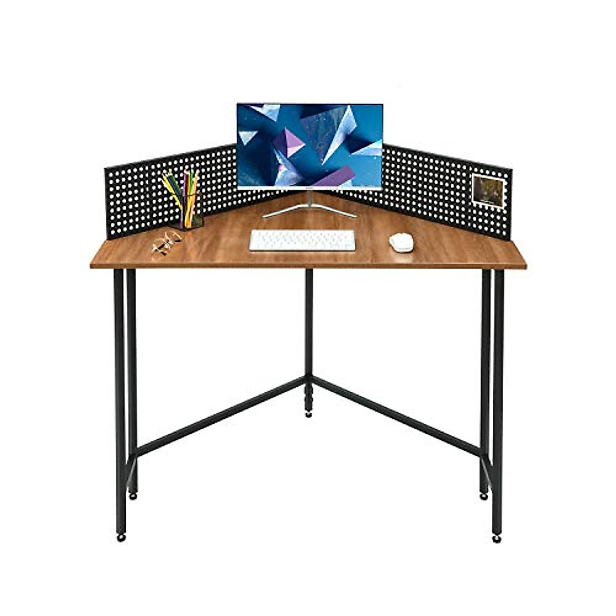 SAYGOER Computer Desk Industrial Corner Table for Small Spaces Home Office Workstation Study Writing Desk, Walnut Oak