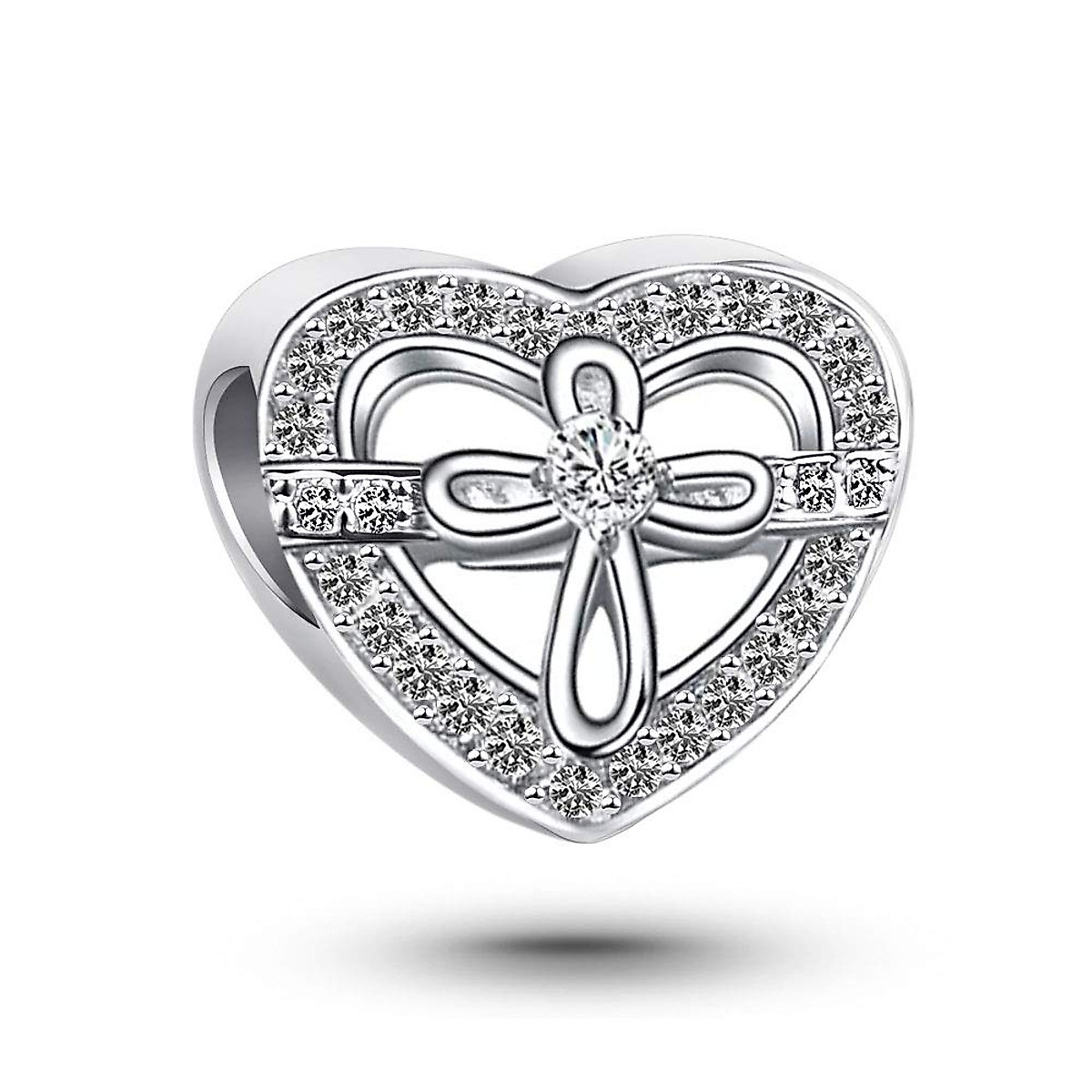 KunBead Holy Bible Birthday Heart Cross Bead Charms for Bracelets Gift for Grandma Sister Mom Best Friend Daughter Mother