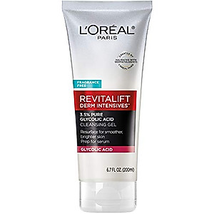 L'Oreal Paris Revitalift 3.5% Pure Glycolic Acid Cleansing Gel wth Salicylic Acid, Resurface for Smoother Brighter Skin, 6.7 fl oz