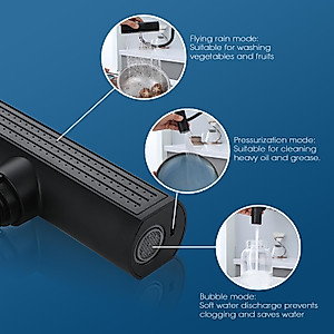 TRJIKAG Faucet Extender, 3 in 1 Sprayer Kitchen Sink Faucet Extender, Anti-Splash Kitchen Faucet Replacement Extender for Kitchen Sink, Black