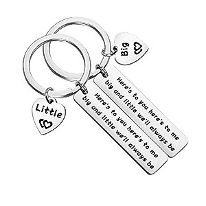 PENQI Big Little Sorority Gift Big Little Set of 2 Keychain Here's To You Here's To Me Big And Little We'Ll Always Keychain Big Little Gift for Greek Sorority (silver- Big Little)