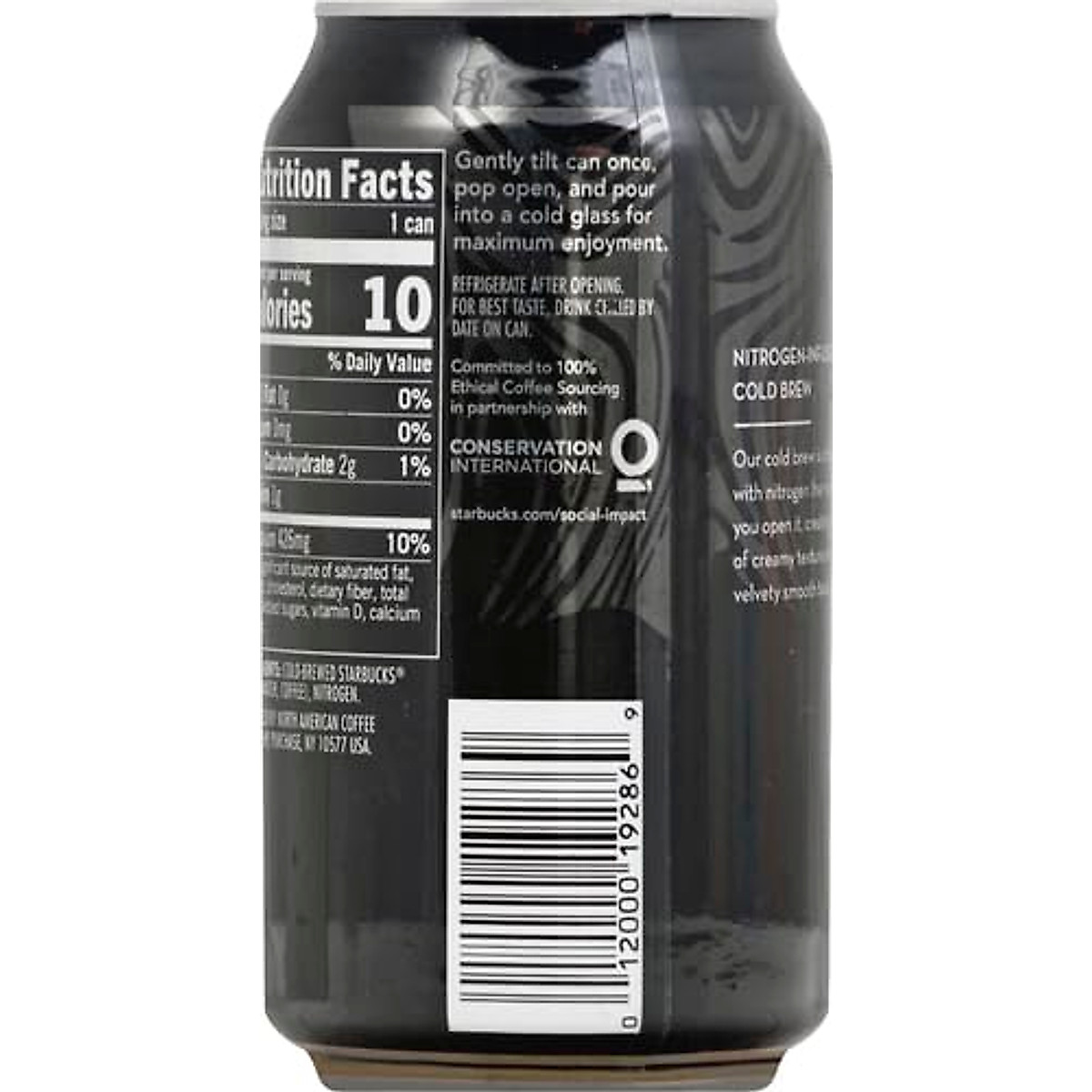 Starbucks Nitro Cold Brew Coffee, Black Unsweetened, 9.6oz Can