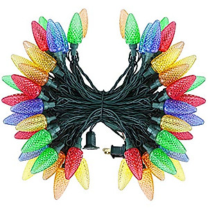 DEWENWILS C9 LED Christmas Lights Outdoor, 33.3ft 50LED Christmas String Lights, Waterproof, Multi-Color Outdoor Decorations for Christmas Tree, Patio, Garden, Yard, UL Listed