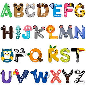 ABCaptain Refrigerator Animal Alphabet Magnets Magnetic Letters Toy, Large ABC Uppercase Preschool Educational Spelling Fridge Game Gift for Kids Toddlers Boys & Girls Ages 3 4 5 (26Pcs)