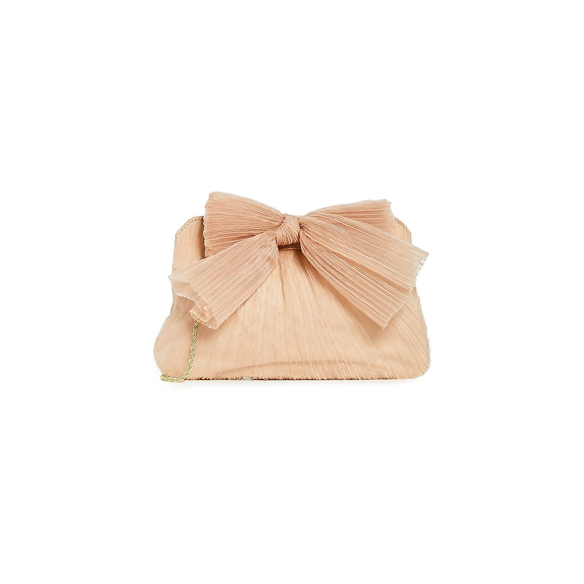 Loeffler Randall Women's Rayne Pleated Frame Clutch with Bow, Beauty, Pink, Tan, Small