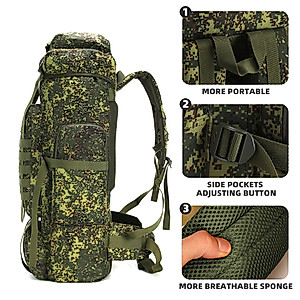 70L Hiking Backpack Military Tactical Camping Adjustable waterproof Climbing Sport Bags (Russian Camo)