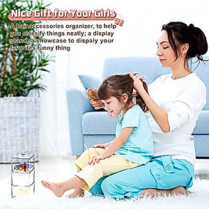 Hair Accessories Organizer, 9 Pieces Stackable Organizer Holder Storage with Lids Acrylic Clear Hair Tie Organizer Bathroom Hair Bow Containers for Girls Headband Scrunchie Makeup Accessory Organizing