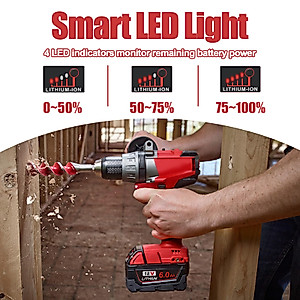 PZSZOK 2 Pack 6.0Ah 18V Lithium Battery Replacement for Milwaukee M-18 Battery Compatible with Milwaukee 18V Battery Tools and Charger 48-11-1850 48-11-1852 48-11-1840 48-11-1815