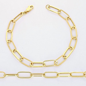 Nuragold 14k Yellow Gold 6mm Paperclip Elongated Rolo Cable Link Chain Bracelet, Womens Jewelry Lobster Clasp 7" 7.5" 8"