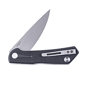Real Steel VALORE liner lock flipper Pocket Knife - Nitro-V Steel, ball bearing , G10 Handle,Two-Bolt Design Language of Poltergeist Works - Perfect for Camping, Hiking, EDC Cutting Tasks (Black G10/Stonewash)