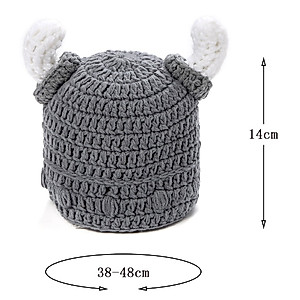Ypser Cute Bull Horn Beanie Cap Handmade Knitted Crochet Viking Beanie