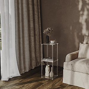 HMYHUM Acrylic Drink Table for Small Spaces, 10" Square, Clear Small Side Table/End Table for Living Room, Sofa, Easy Assembly, Modern, 26" H