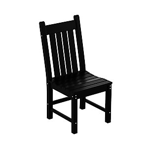 Costaelm Armless Outdoor Dining Chair, Adirondack Chair for Outside, HDPE Poly Lumber Outdoor Furniture Dinning Room Chair, Waterproof Indoor/Outdoor Restaurant Bistro Dining Chair, Black