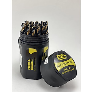Drill America - KFD29J-3F-PC 29 Piece Heavy Duty 3 Flat Shank High Speed Steel Drill Bit Set with Black and Gold Finish in Round Case (1/16" - 1/2" x 64ths), KFD Series
