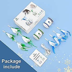 LiieyPet Cat Toys for Indoor Cats Interactive Cat Toy with 3 Feathers, Automatic Cat Toys with LED Lights, USB Rechargeable Cat Toys, Electronic Cat Toy, 360° Rotating, Cat Exercise Toy
