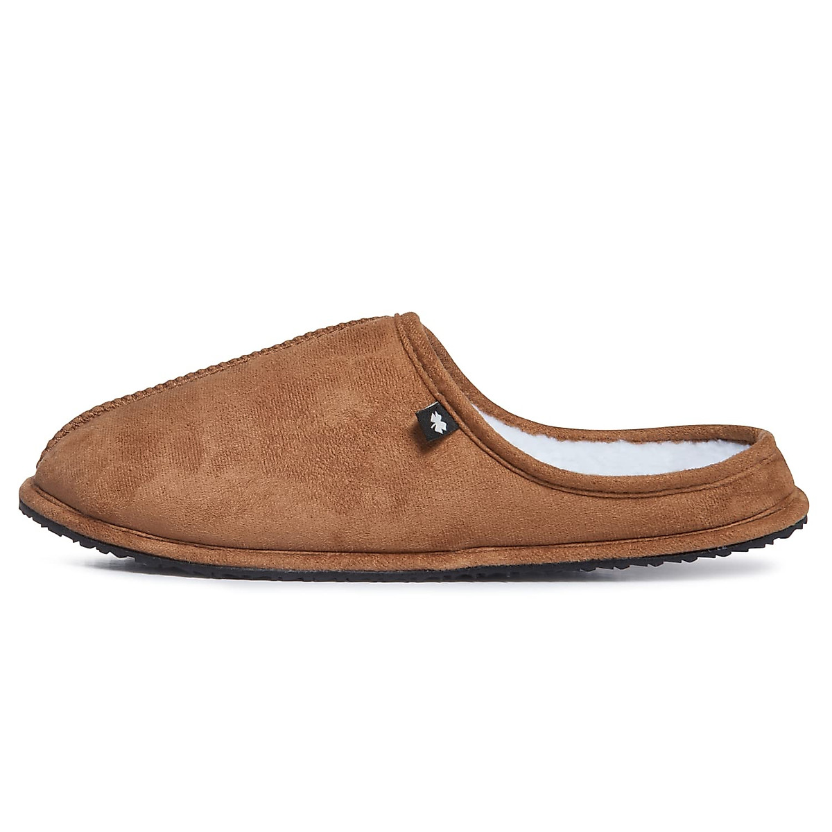 Lucky Brand Mens Microsuede Memory Foam Sherpa Clog Slippers, Warm Fuzzy Bedroom Slipper, Comfortable Indoor Outdoor House Shoes, Tan, Large