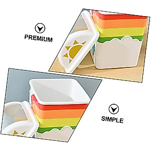 VICASKY 1pc Kitchen Lid Lidded Waste Bathroom Cloud Adorable Container Desktop for Cute with Rainbow Household Chic Storage Pail Gare Unique is Device Random Room Office and