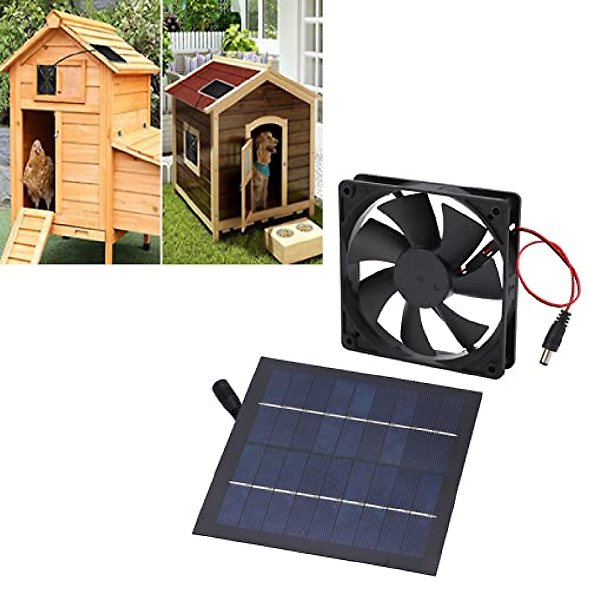 Waterproof Solar Powered Fan Kit, 20W Solar Powered Fan, Solar Exhaust Fan for Chicken Coop, Greenhouse, Dog House, Shed, Pet Houses, Window Exhaust, Mini Exhaust Fan for DIY Cooling Ventilation