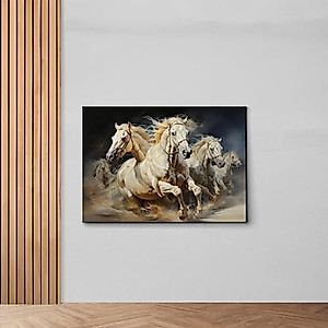 Majestic Black Stallion Galloping In The Clouds, Black Horse On Salt Flats, Canvas Print, Black Horse Print, Black Horse Wall Art