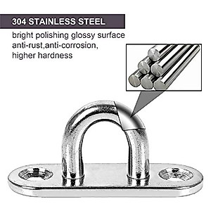 15 Pack 1.8 inch Stainless Steel Ceiling Hook Pad Eye Plate M5 Oblong Pad Eye Marine Hardware Staple Hook Loop Wall Mount Hanger Hook with 30 PCS Screws
