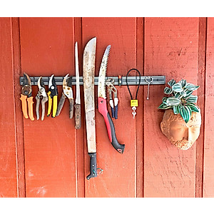 Wood Technology 14 Inch Magnetic Tool & Knife Bar, Mounted Knife Strip and Multipurpose Utensil Holder, Organizer for Kitchen, Garage, or Workshop, Dark Grey (3 Pack)