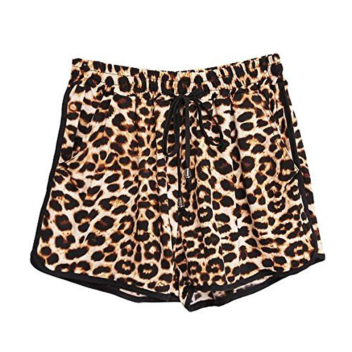 Kafeimali Women's Fashion Summer Leopard Beach Shorts Casual Short Pants (M)