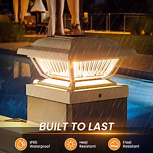 ELECLINK Solar Post Cap Lights 3 Pack, Warm White Solar Outdoor Post Lights, Waterproof Fence Post Cap Lights Solar Powered Fit 3.5x3.5 4x4 4.5x4.5 5x5 5.5x5.5 Post for Garden Fence Deck Yard