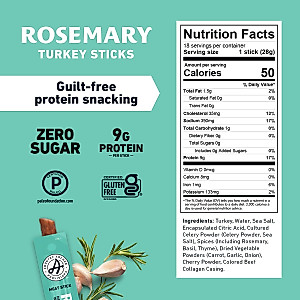 Rosemary Turkey Sticks by Country Archer, 100% Natural, Gluten Free, High Protein Snacks, 1 Ounce, 18 Count