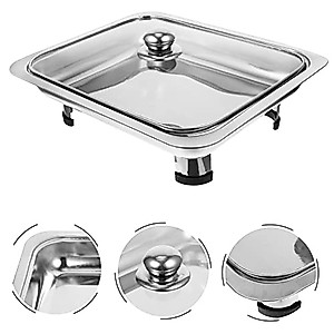 Cabilock 2pcs Steel Buffet Square Tray Salad Servers Square Dinner Plates Grill Serving Platters Chafing Buffet Set Chafing Pans Rectangular Buffet Serving Plate Serving Dish Buffet Pans