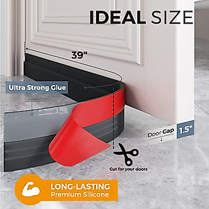 GroTheory 2 Pack Under Door Draft Stopper, Home Improvement, Weather Stripping Door Seal, Bottom of Door Sweep, Garage Window Blocker Noise Dust Insulation Draft Guard, 39" L, Black