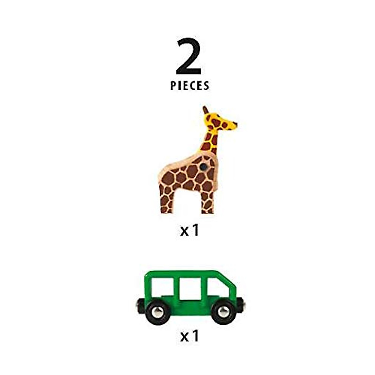 BRIO World - 33724 Giraffe and Wagon Set | Imaginative Play Toy Train Accessory for Kids | FSC-Certified Wood | Engineered for Toddlers 3 and Up, Green