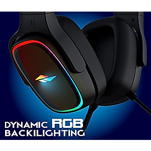 Rosewill Saros C150XS 7.1 Surround Sound USB Pro Gaming Headset, 50mm Full Spectrum Driver, Noise Reduction Microphone, Convenient in-Line Controls, Dynamic RGB Backlighting, Software Configuration