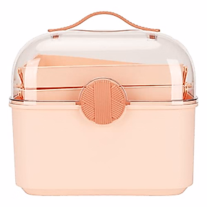 Topyond Makeup Box Organizer 3 Layer, Portable Medicine Storage Box, Large Capacity Transparent Handled Storage Case Multipurpose Makeup Box Craft Organizer for Home(Orange)