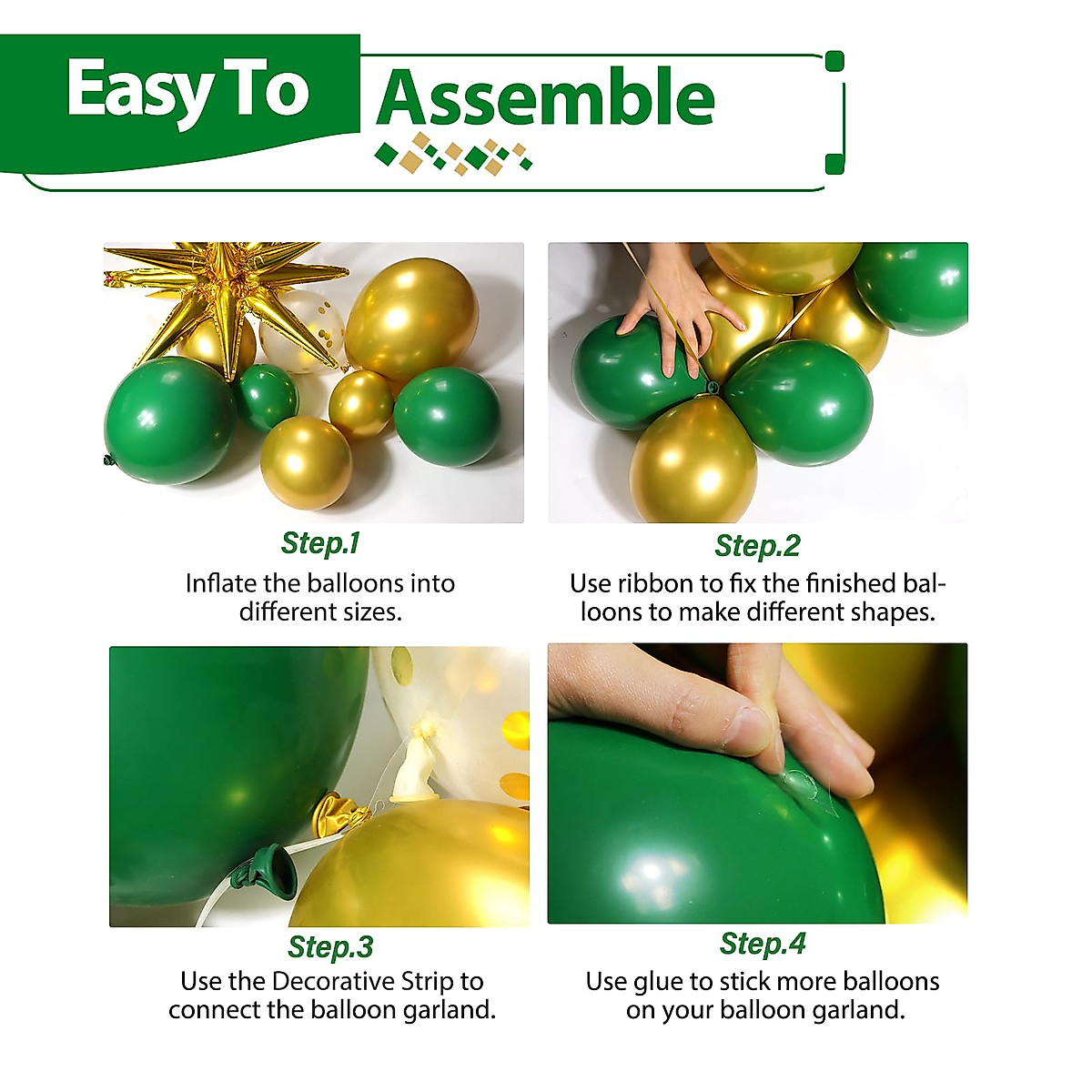 Green and Gold Balloon Arch Kit, Forest Dark Emerald Green Balloons Metallic Gold Balloons for Birthday Forest Theme Baby Shower Wedding Graduation Party Decorations