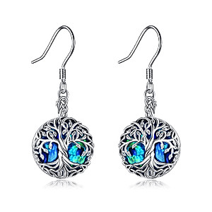 WINNICACA Tree of Life Earrings 925 Sterling Silver Celtic Tree of Life Dangle Drop Earrings for Women Abalone Shell Family Tree Earrings Jewelry Gifts for Women Her Daughter Birthday Graduation Gift