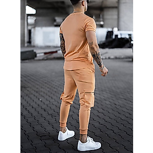 TZIISOA Men's Tracksuits 2 Piece Outfit Casual Short Sleeve Sweat (ML2021042,XL)