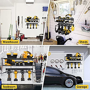 WASAIT Power Tool Organizer and Storage Rack Cordless Drill Tools Organizers Holder Garage Tool Storage Metal Wall Mounted for Handheld Power Tools Heavy Duty Floating Tool Shelf