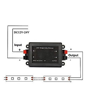 DC 12V 24V LED Dimmer Switch LED Light Strip Dimmer with Remote Control Adjust Brightness ON/Off Switch