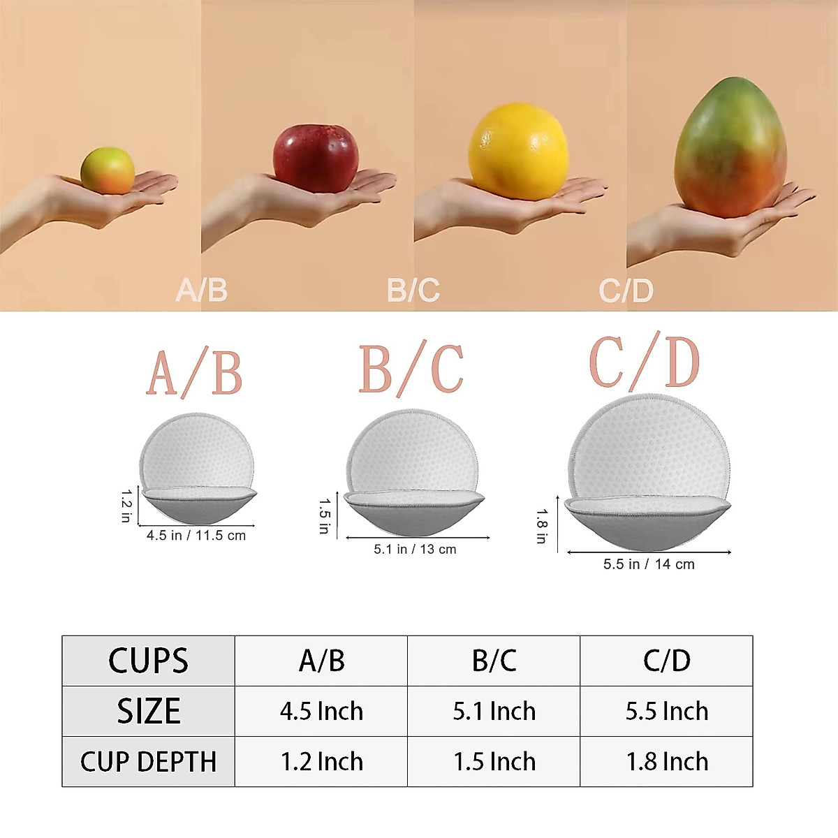 Gulagas Bra Inserts Pads, Thin Comfortable Bra Insert，Removable And Washable Breathable Bra Cups Inserts For Bikinis Top Swimsuit,Sport Bra,Yoga Wear.(Grey, C/D)