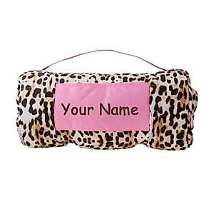 Personalized Stephen Joseph All Over Leopard Print with Pink Details Child Nap Mat with Custom Name