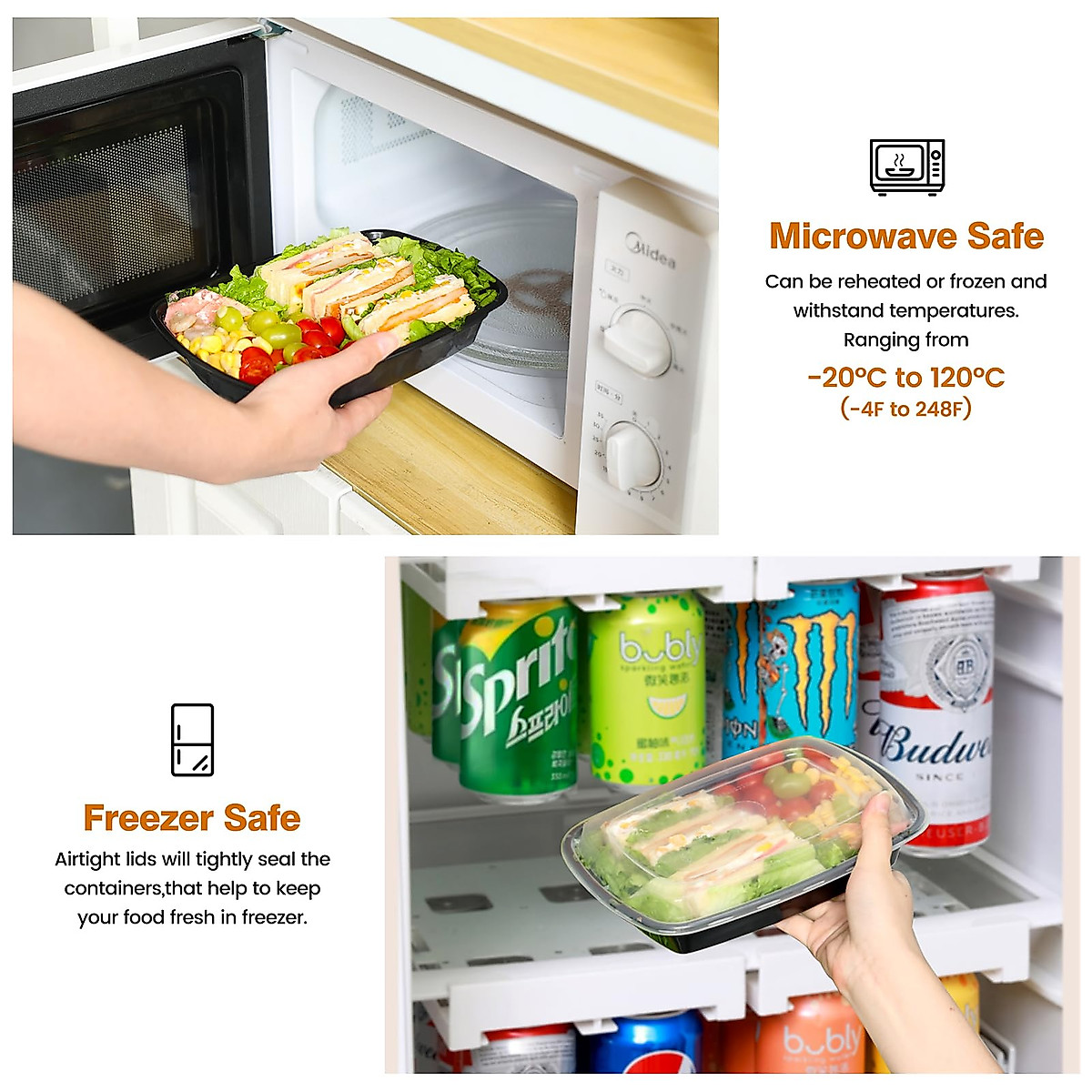 Glotoch Meal Prep Container Reusable,50Pack 32oz Plastic Food Prep Containers with Lids,BPA Free,Microwave, Dishwasher Safe Disposable To Go Containers for Food,Leftover,Single Compartment