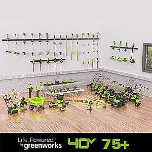 Greenworks 40V 21" Cordless Self-Propelled Lawn Mower,(500 CFM/120 MPH) Axial Leaf Blower,13" String Trimmer,Combo Kit w/ (1) 5Ah (1)2AH Battery, (2) 2A Chargers