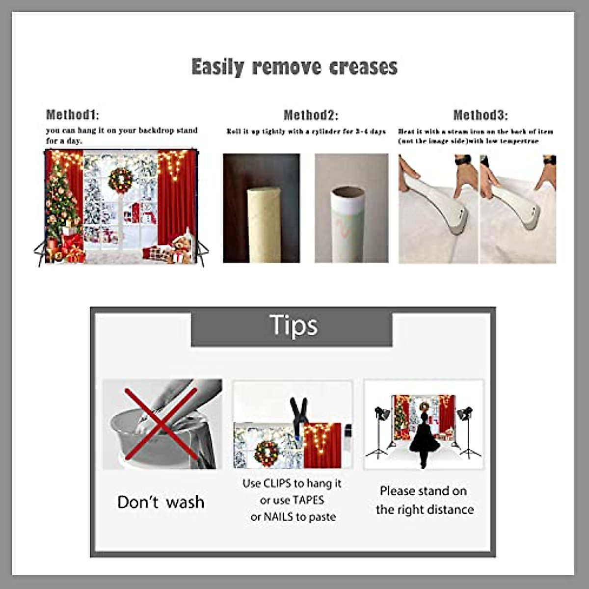 LTLYH Red Winter Snow Window Backdrop for Christmas Party Decorations and Photo Booth Props