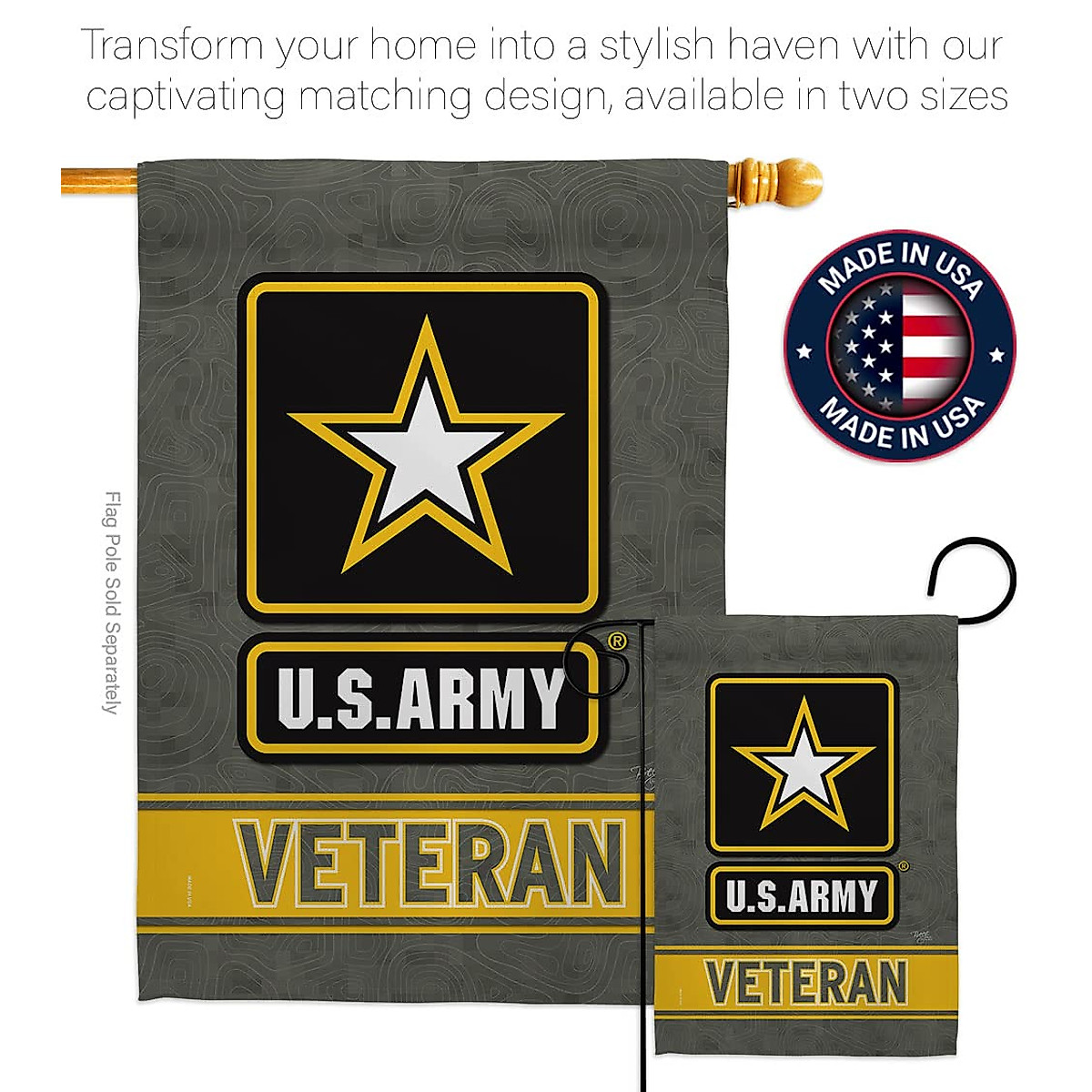 Breeze Decor US Army Veteran Garden Flag - Armed Forces Rangers United State American Military Retire Official - House Decoration Banner Small Yard Gift Double-Sided Made in USA 13 X 18.5