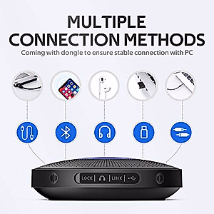 EMEET Bluetooth Speakerphone M2 Max Professional Conference Speaker and 4 Directional Mics for up to 15 People Business Conference Calls High Volume Noise Reduction Daisy Chain Dongle Home Office