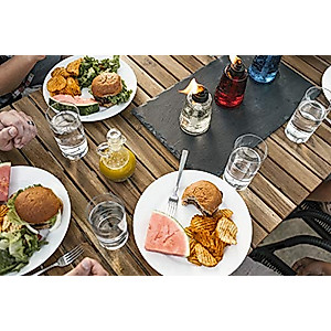 TIKI, Brand Molded Glass, Decorative Table Top Torch for Outdoor Lawn, Patio, and Garden White & Blue (Set of 3), 1117213, Red, White and Blue