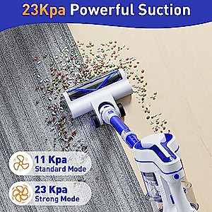 EICOBOT Cordless Vacuum Cleaner, 23Kpa Powerful Suction Lightweight Stick Vacuum Cleaner with Detachable Battery Up to 35 Mins Runtime,6 in 1 Handheld Vacuum for Hard Floor Carpet Pet Hair Sea Blue