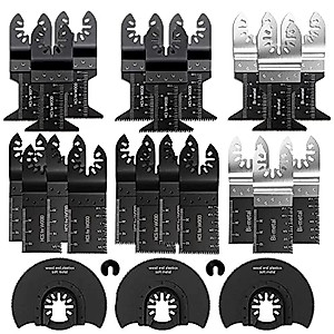 LIGHTIMETUNNEL 25 PCS Oscillating Saw Blades Universal Metal Wood Multitool Quick Release Tool Saw Blades Fit Black & Decker Porter Cable Dewalt Milwaukee Chicago Rockwell Makita Craftsman