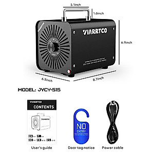 VIARRTCO Ozone Machine Generator 30000mg/h - 6000+ Sq. Ft. Ozone Machine Odor Removal for Home and Car with 120min timer All Metallic Black