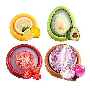 4pcs Silicone Fruit Storage Box, Upgrated Silicone Fruit And Vegetable Anti-Oxidation Storage Containers, Fresh Preservation Box for Avocado Tomato Onion Lemon, Container Set for Fridge Keep Fresh